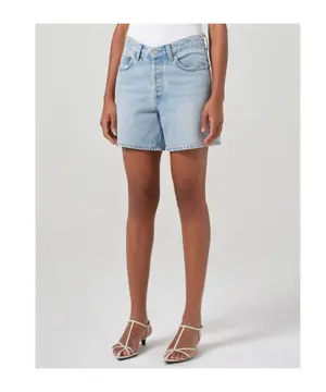 AGOLDE V-waist Wide-leg Denim Shorts