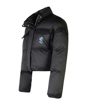 Moschino Cropped Down Jacket With High Collar And Zipper Closure