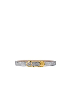 Versace Medusa Safety Pin Leather Belt - Gray