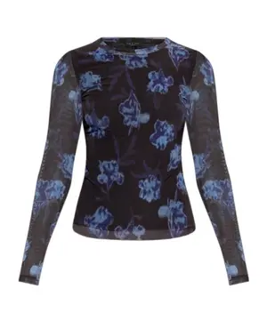 RAG  BONE Rag & Bone Floral Print Mesh Top