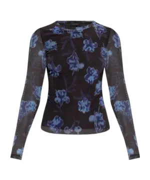 Rag & Bone Floral Motif Knit Top - Black