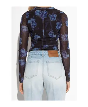Rag & Bone Floral Motif Knit Top - Black