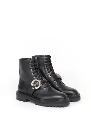 JIMMY CHOO Cora Crystal-embellished Buckled Ankle Boots