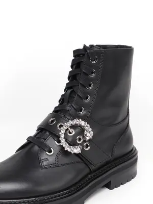JIMMY CHOO Cora Crystal-embellished Buckled Ankle Boots
