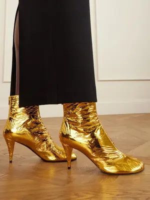 Proenza Schouler Metallic Leather Ankle Boots - Gold