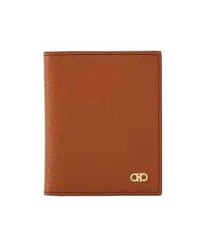 FERRAGAMO Mini Gancini Logo Bif-fold Wallet - Brown