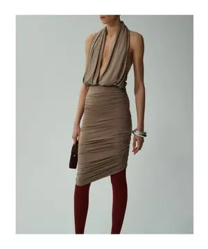 Magda Butrym Halterneck Plunge Neck Ruched Dress