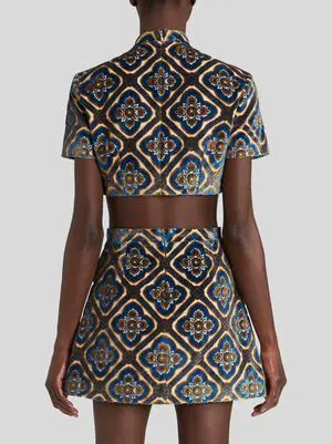 Etro Paisley Print Cropped High Neck Top