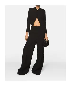 Stella McCartney Pleated Wide Leg Trousers - Black