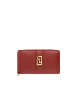 Versace Greca-buckle Zip Wallet - Red