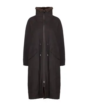 YVES SALOMON Long Sleeve Zip Up Fur Coat