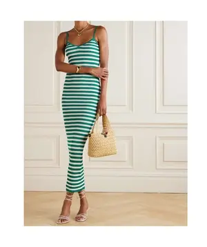 Dolce & Gabbana Striped Sleeveless Maxi Dress