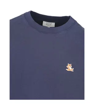 Maison Kitsuné Crewneck Sweatshirt With Chillax Fox Patch - Blue
