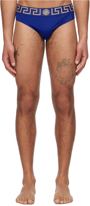 Versace Greca Pattern Medusa Head Swim Trunks