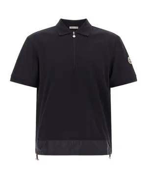 Moncler Quater-zip Short-sleeve Polo Shirt