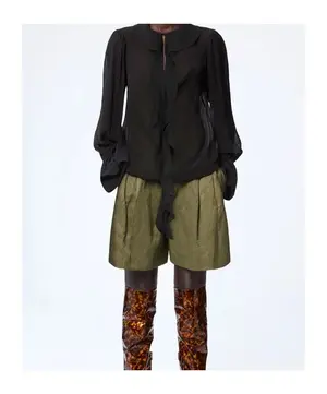 Nina Ricci Lavallière Ruffled Shirt With Puff Sleeves