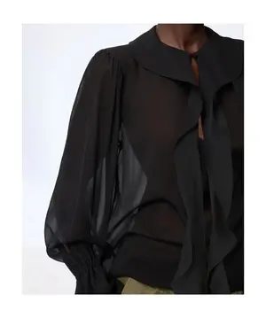 Nina Ricci Lavallière Ruffled Shirt With Puff Sleeves