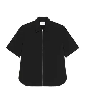 Givenchy Couture Seam Zip-front Short-sleeve Shirt - Black