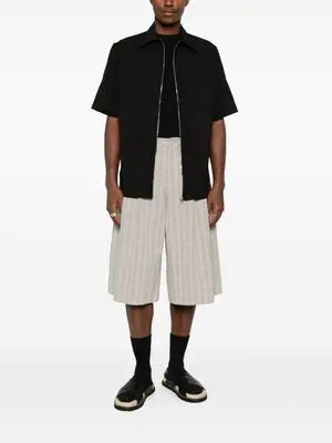 Givenchy Couture Seam Zip-front Short-sleeve Shirt