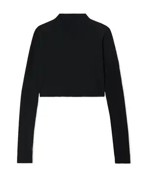 Alaïa Cropped Crewneck Knit Top - Black