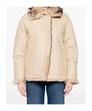 P.a.r.o.s.h Fur Leather Jacket - Beige