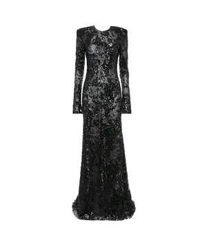 Victoria Beckham Sequin Embellished Open Back Tulle Gown