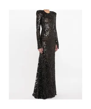 Victoria Beckham Sequin Embellished Open Back Tulle Gown