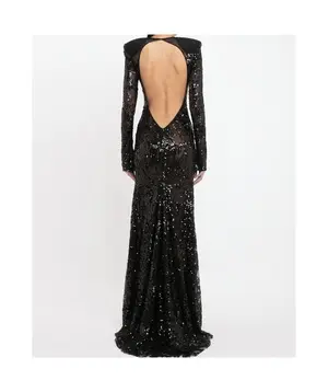 Victoria Beckham Sequin Embellished Open Back Tulle Gown