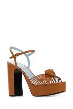 Valentino Garavani Coeur Royal Platform Sandals - Brown
