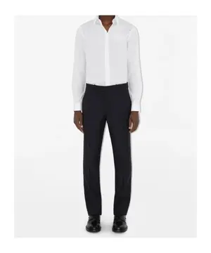 Burberry Wool Tailored Trousers - Navy Blue