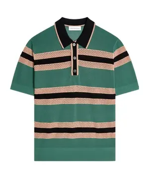 Dries Van Noten Striped Polo Shirt - Pine
