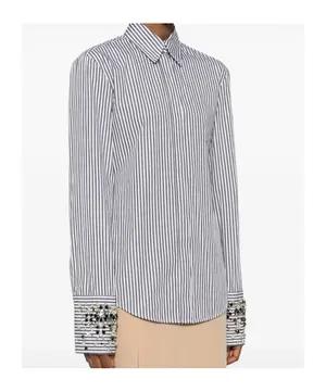Sportmax Striped Shirt With Embellished Cuffs