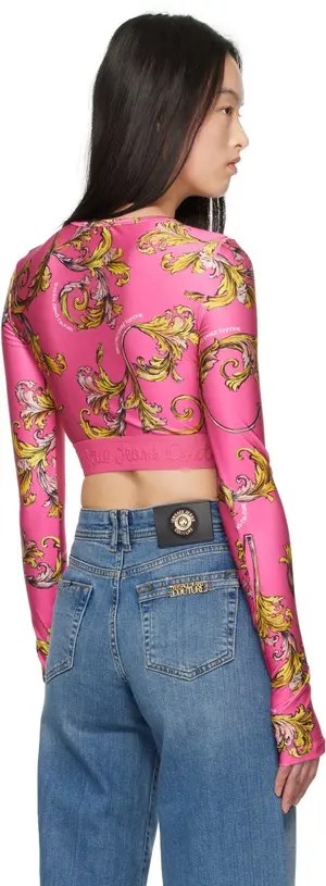 Versace Baroque Print Cropped Top - Pink