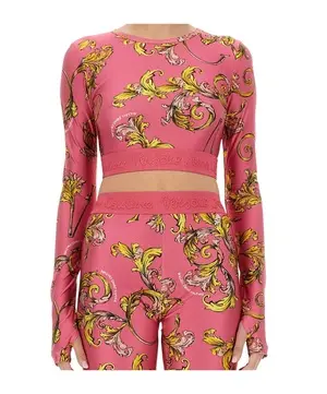 Versace Baroque Print Cropped Top - Pink