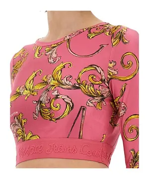 Versace Baroque Print Cropped Top - Pink