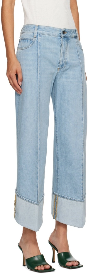Bottega Veneta Denim Jeans With Turn-up Hem - Gray