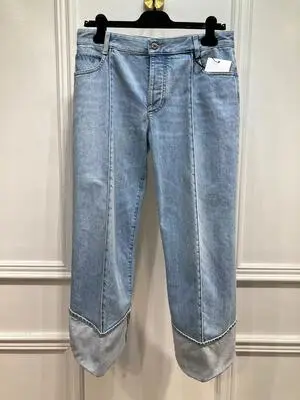 Bottega Veneta Denim Jeans With Turn-up Hem - Gray
