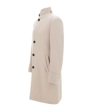 Eleventy Single-breasted Coat With Stand Collar
