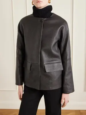 JOSEPH Barbs Paneled Textured-leather Jacket