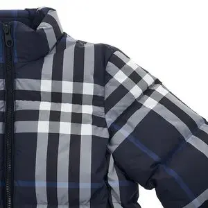 Burberry Cropped Check Puffer Jacket - Black