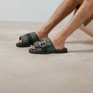 Gucci Buckled Quilted Gg Nylon Sandals