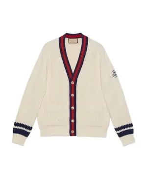 Gucci V-neck Cable-knit Cardigan - Ivory