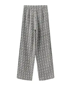 Marissa Chiara Plaid Wide Leg Pants With Contrast Pockets