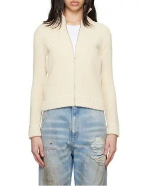 MAISON MARGIELA High Neck Zip-up Cardigan - Ivory