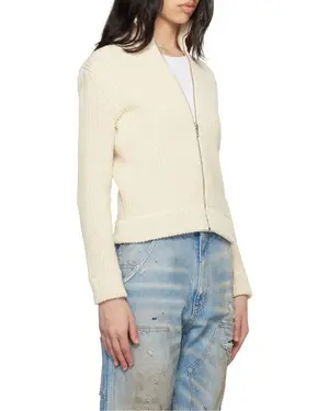 MAISON MARGIELA High Neck Zip-up Cardigan - Ivory
