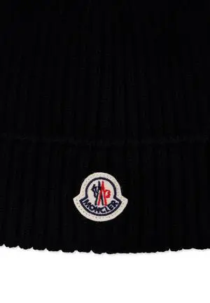 Moncler Logo Patch Beanie - Black