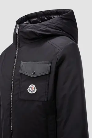 Moncler Hooded Zip-up Jacket With Logo Patch