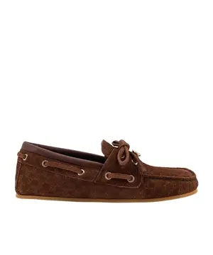 Gucci Allover Gg Logo Slip-on Loafers - Brown