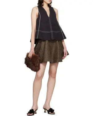 GANNI Sleeveless V-neck Tie Detail Top