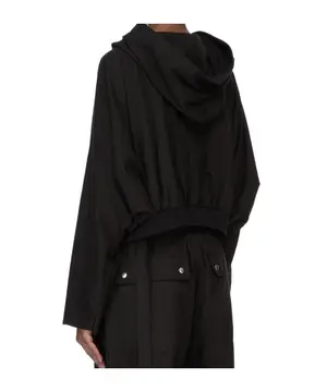 Rick Owens Temple Cropped Hooded Top - Black